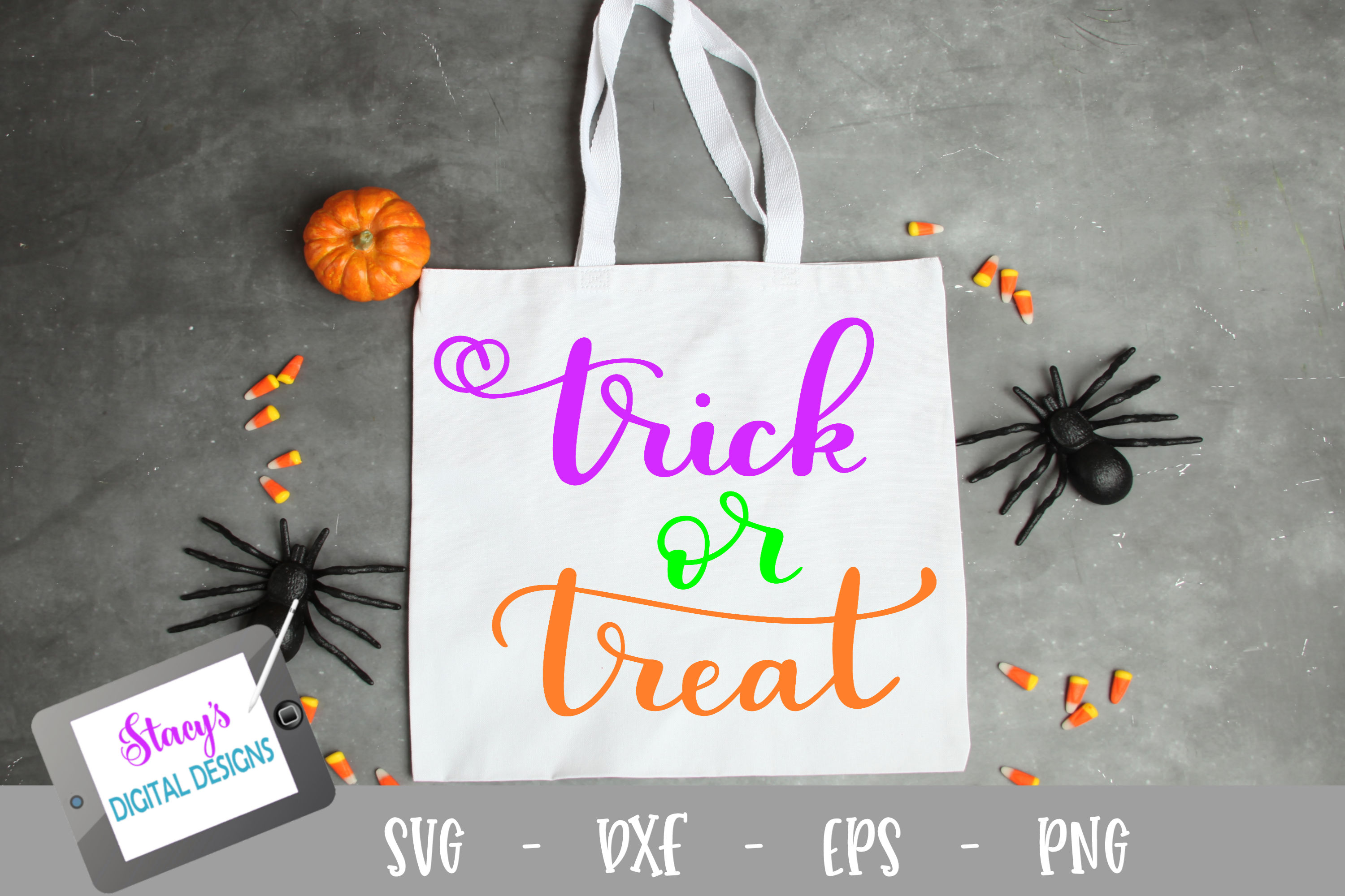 'Trick or Treat' Playful Halloween Design with Cursive Text in Vibrant ...