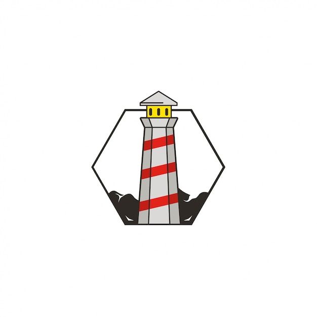 Vibrant Lighthouse Emblem in Geometric Frame | Jiffy Designs