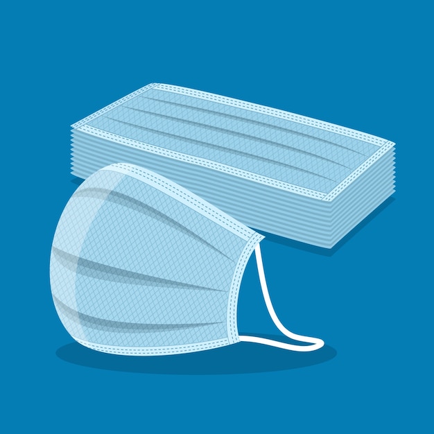 Stacks of Protective Face Masks on Blue Background | Jiffy Designs