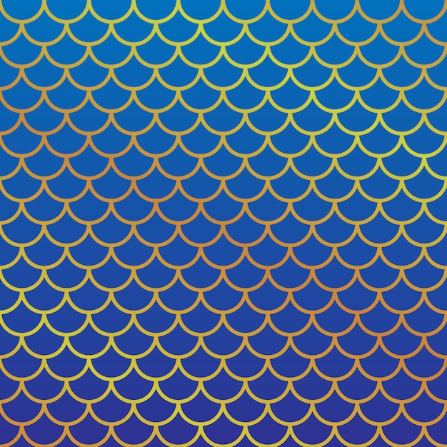 Seamless Pattern of Blue and Gold Scalloped Scales | Jiffy Designs