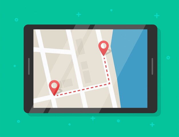Detailed Map on Tablet with Route Markers | Jiffy Designs