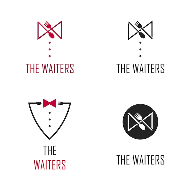 Stylized Waiter Symbols with Crossed Utensils and Text | Jiffy Designs