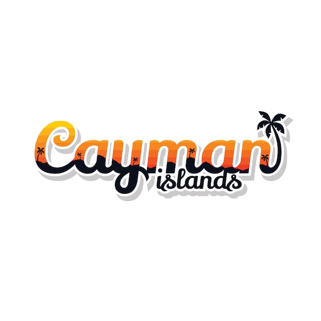Cayman Islands Text Logo with Palm Tree Silhouette | Jiffy Designs
