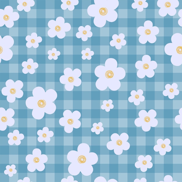 Charming Daisy Floral Pattern on Checkered Background | Jiffy Designs