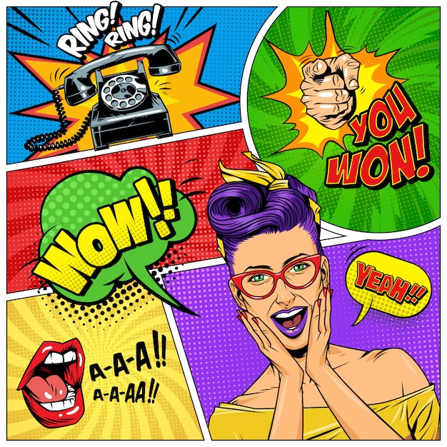 Retro Pop Art Comic Book Exclamations and Expressions | Jiffy Designs