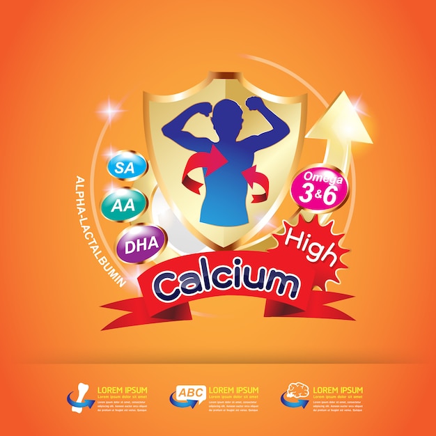 Vibrant Calcium Supplement Mascot with Nutritional Value Illustrations ...