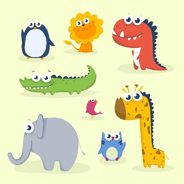 Charming Cartoon Animals in Vibrant Colors and Playful Expressions ...
