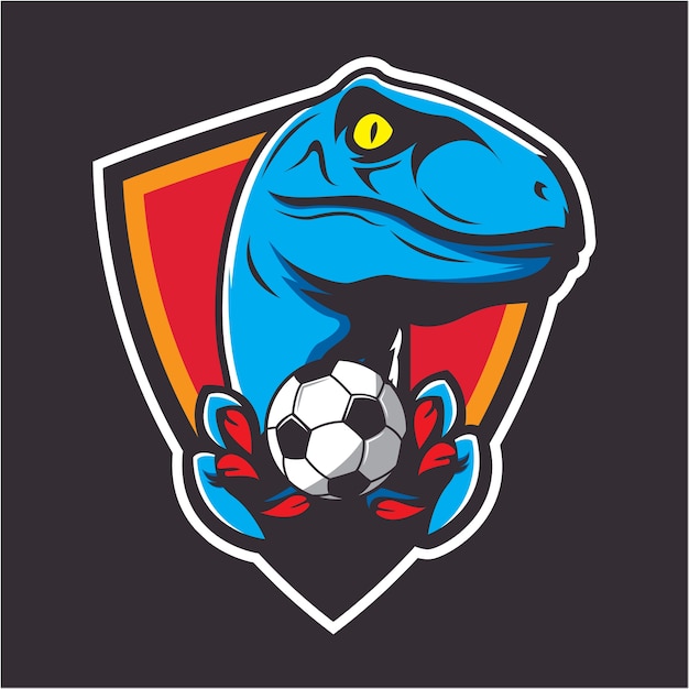 Blue Lizard Soccer Emblem with Vibrant Retro Colors | Jiffy Designs