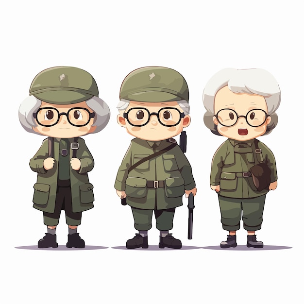 Charming Cartoon Soldiers in Vintage Military Uniforms | Jiffy Designs