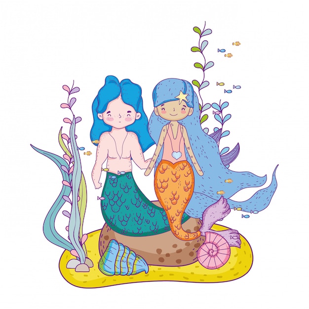 Enchanting Mermaid Duo in a Whimsical Underwater Scene | Jiffy Designs