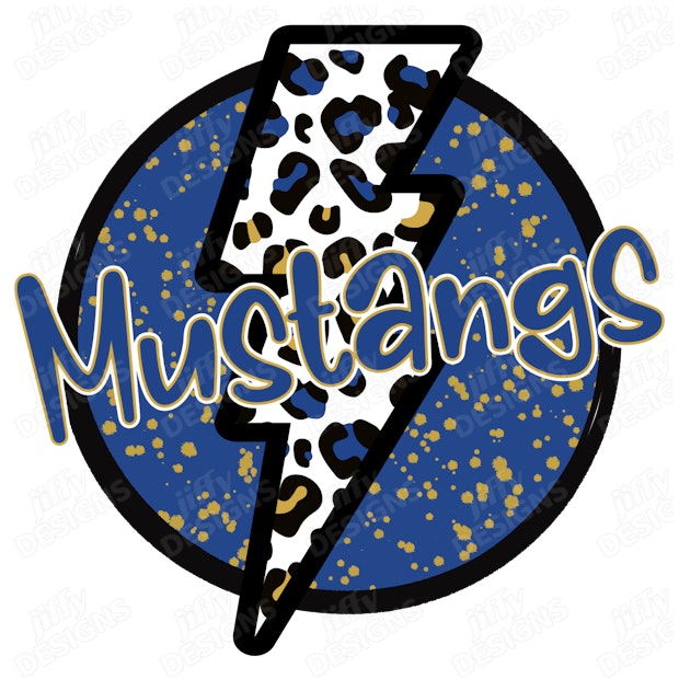 'Mustangs' Electrifying Circular Emblem with Lightning Bolt and Animal ...