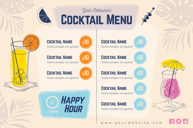 Vibrant Cocktail Menu with Tropical Flair | Jiffy Designs