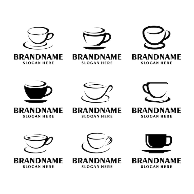 Diverse Collection of Stylized Coffee Cup Logos and Emblems | Jiffy Designs