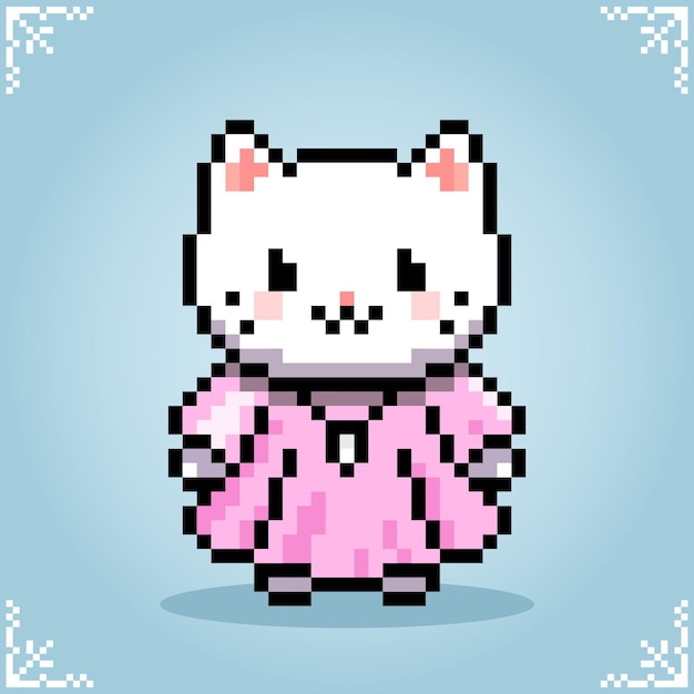 Adorable Pixel Art Kitten in Pink Dress | Jiffy Designs