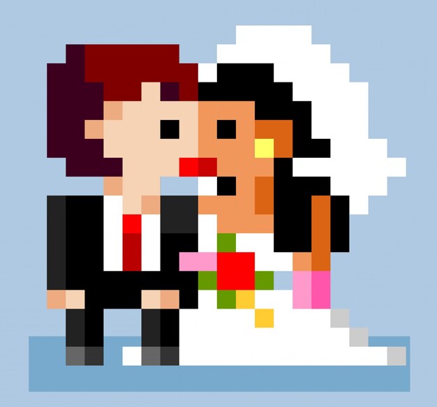 Charming Pixel Art Wedding Couple | Jiffy Designs
