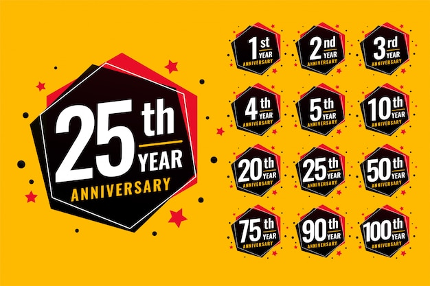 Vibrant Anniversary Badge Collection with Retro Design Elements | Jiffy ...
