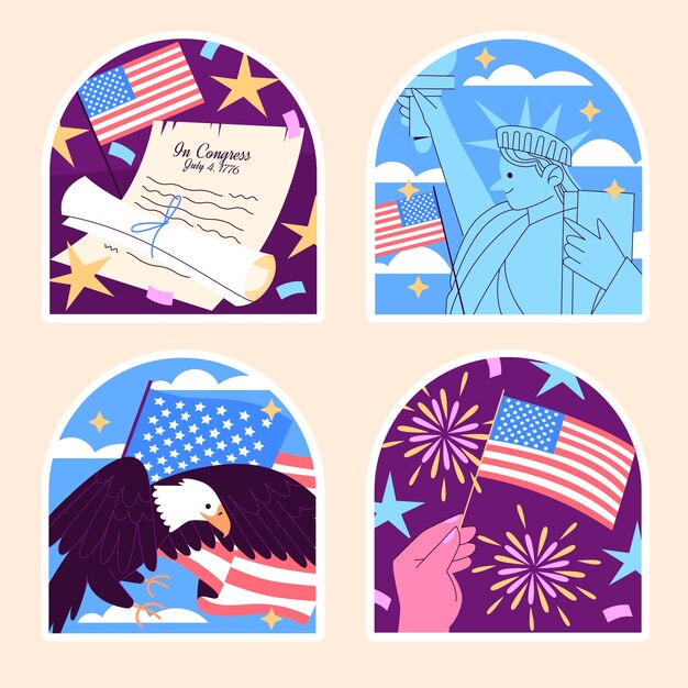 Vibrant Patriotic Symbols and Landmarks of the United States | Jiffy ...