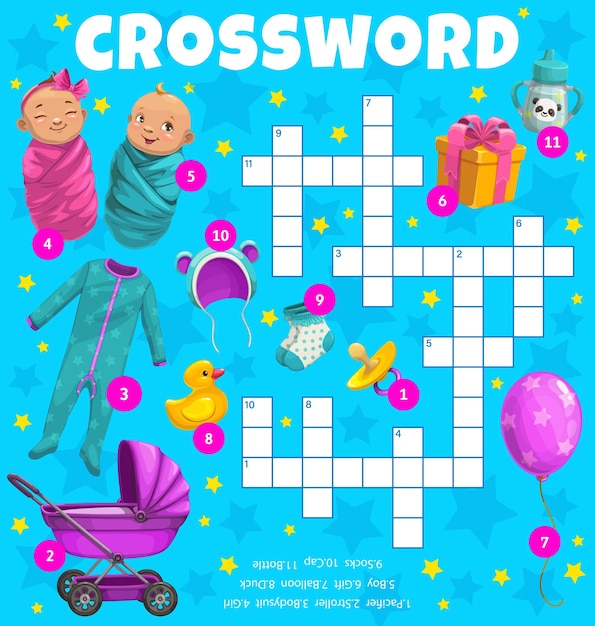 Vibrant Crossword Puzzle with Playful Icons and Balloons | Jiffy Designs