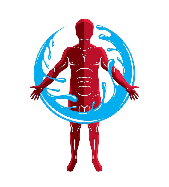 Stylized Superhero Figure with Flowing Blue Energy Emblem | Jiffy Designs