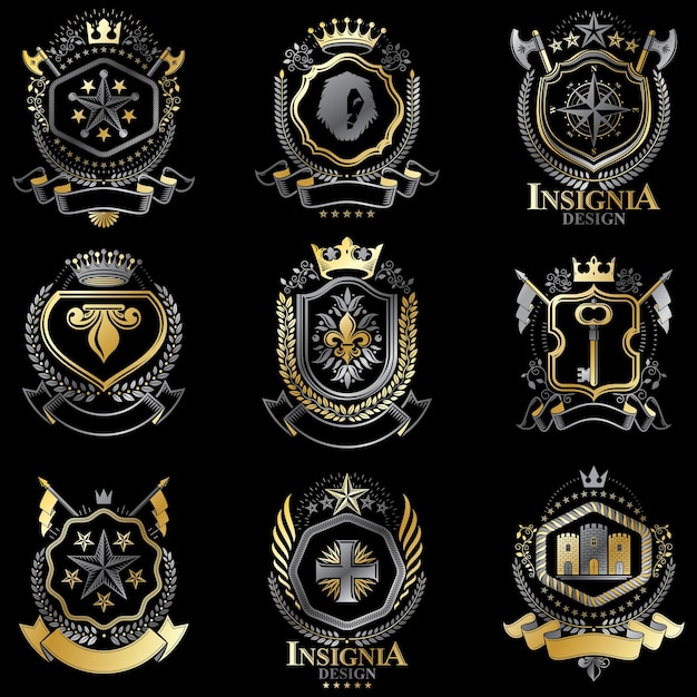 Regal Heraldic Emblems: Ornate Crests, Shields, and Insignia | Jiffy ...