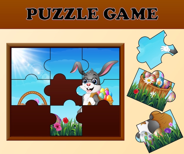 Charming Puzzle Game Featuring Playful Bunny and Easter Eggs | Jiffy ...