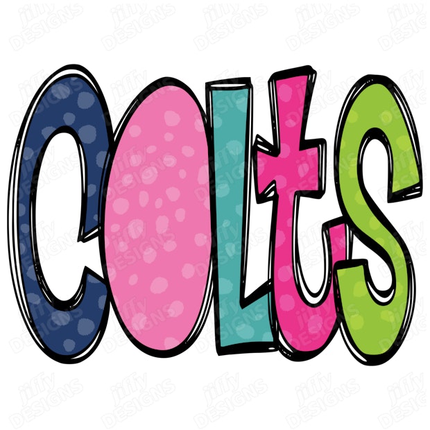 'Colts' Playful Typography with Vibrant Colors and Polka Dot Patterns ...