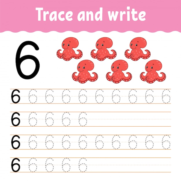 Adorable Octopus Tracing and Writing Practice for Number 6 | Jiffy Designs