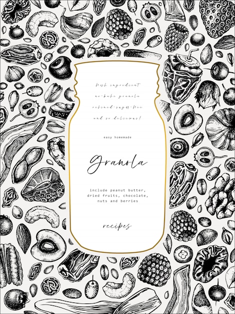 Granola Recipe Frame with Assorted Fruit and Nuts | Jiffy Designs