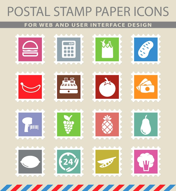 Diverse Postal Stamp-Inspired Icons for Web and UI Design | Jiffy Designs