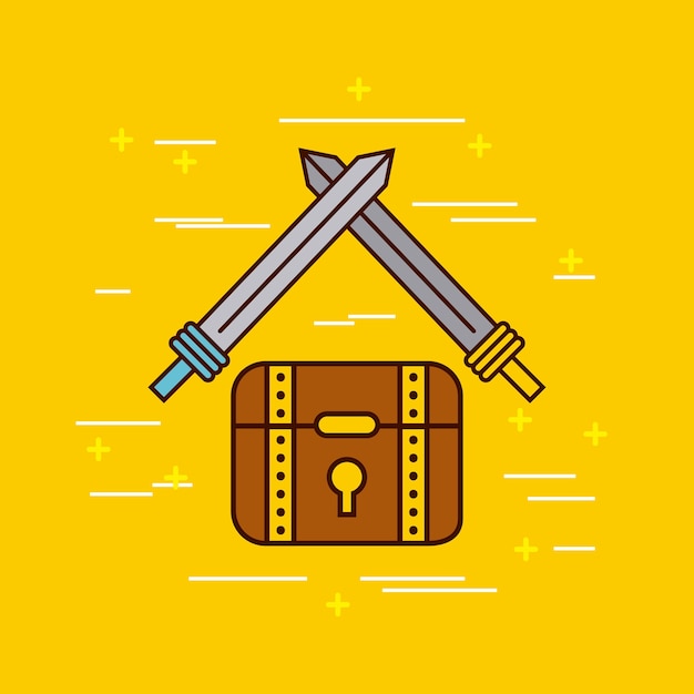 Adventurous Treasure Chest with Crossed Swords | Jiffy Designs