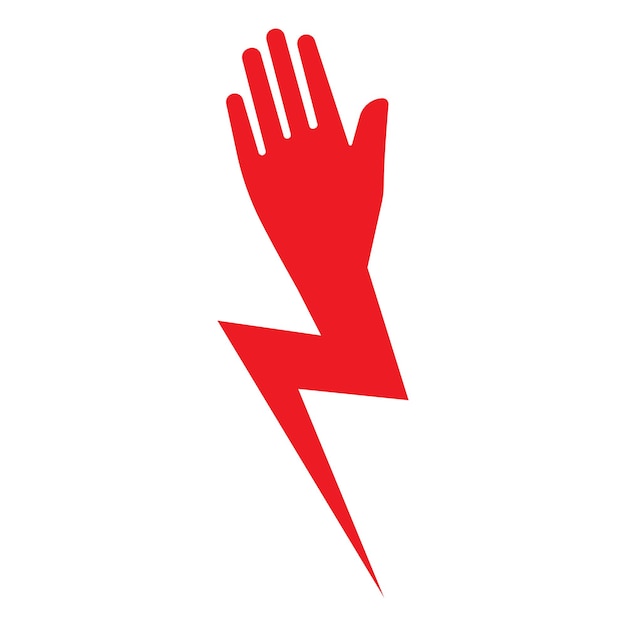 Striking Red Lightning Bolt Hand Symbol | Jiffy Designs