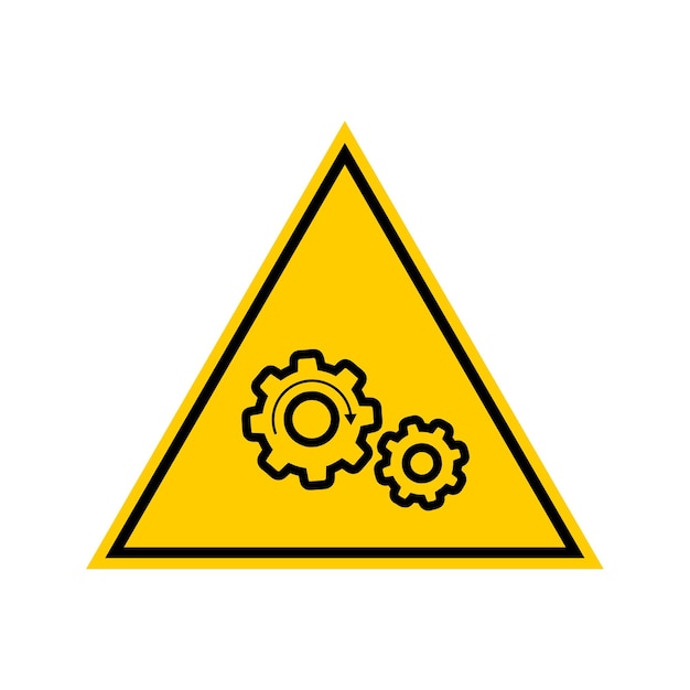 Mechanical Gear Warning Symbol in Yellow Triangle | Jiffy Designs