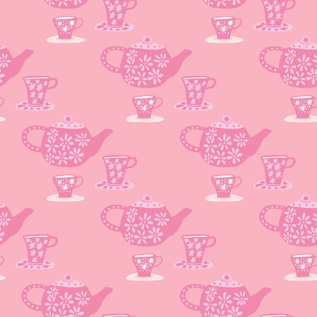 Delightful Floral Tea Party Pattern in Shades of Pink | Jiffy Designs