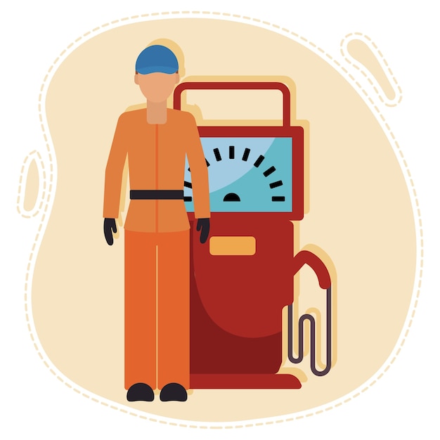 Fueling Up: Mechanic and Gas Pump Illustration | Jiffy Designs