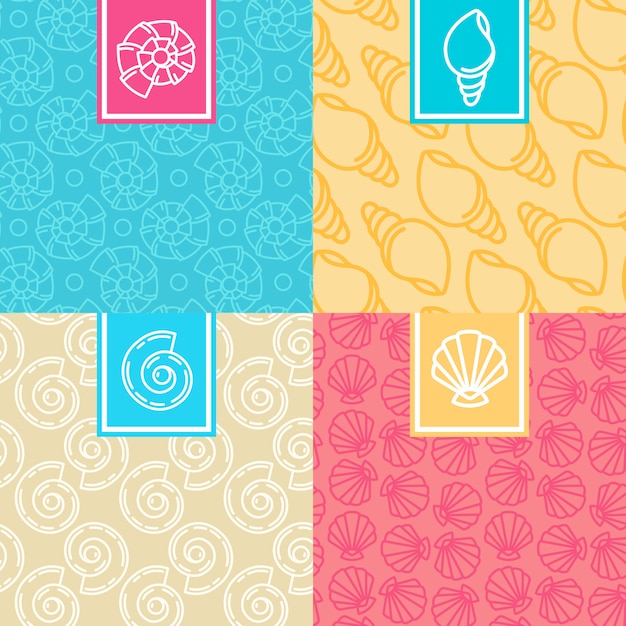 Vibrant Nautical Emblem Collection with Seashell Motifs | Jiffy Designs