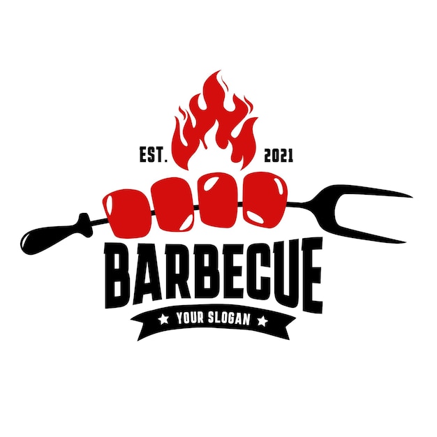 Bold Barbecue Emblem with Fiery Flames and Utensils | Jiffy Designs
