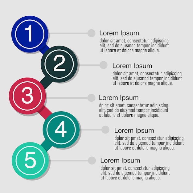 Colorful Interconnected Circles with Numbered Text Blocks | Jiffy Designs