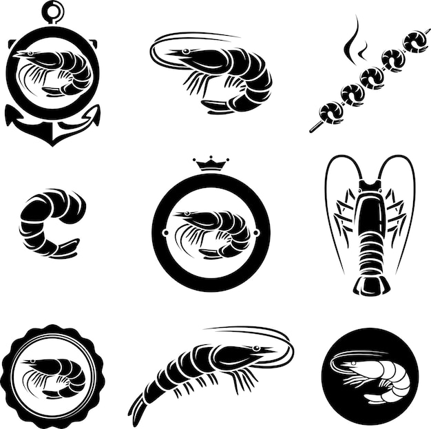 Captivating Collection of Stylized Shrimp Silhouettes | Jiffy Designs