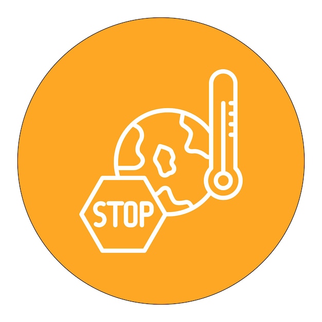 Global Warming Alert: Thermometer and Stop Sign Icon | Jiffy Designs