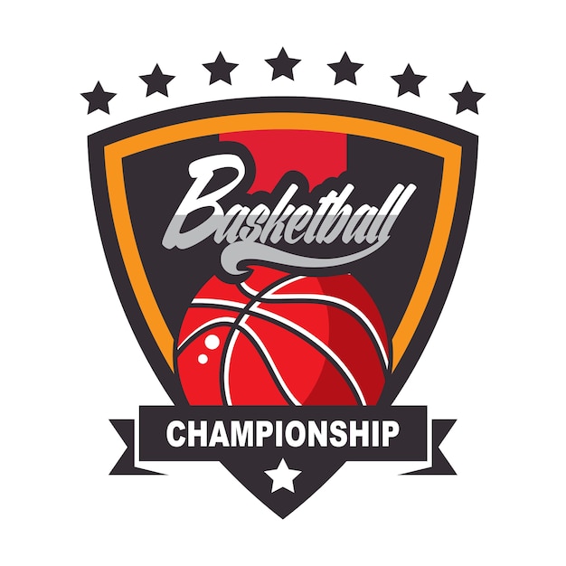 Vibrant Basketball Championship Badge with Stars | Jiffy