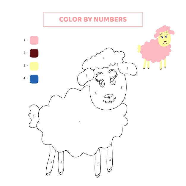 Adorable Sheep and Chick Color by Numbers | Jiffy Designs