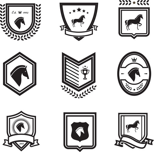 Horse Badges Emblems Equestrian Vector Illustration Black | Jiffy Designs