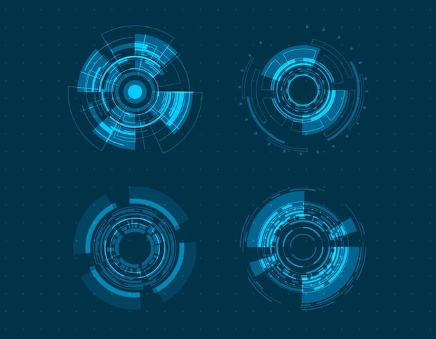 Futuristic Radial Interfaces with Glowing Holographic Circles | Jiffy ...