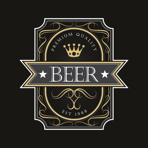 Elegant Premium Beer Label with Regal Crown Emblem | Jiffy Designs