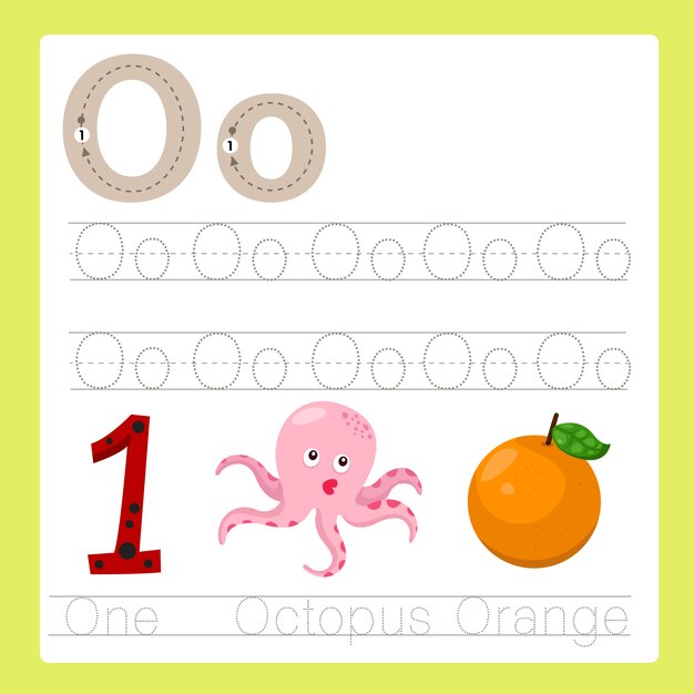 Educational Illustration with Numbers, Octopus, and Orange | Jiffy Designs