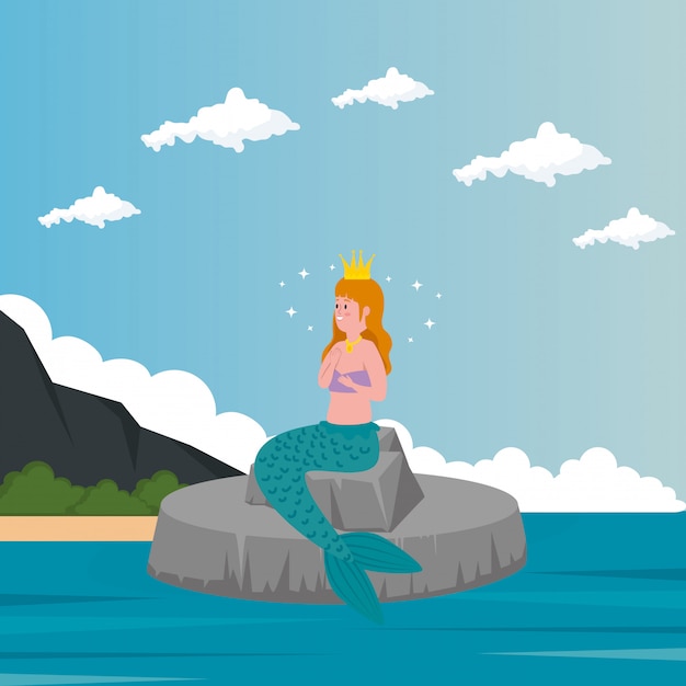 Enchanting Mermaid Sitting on Rock by the Sea | Jiffy Designs