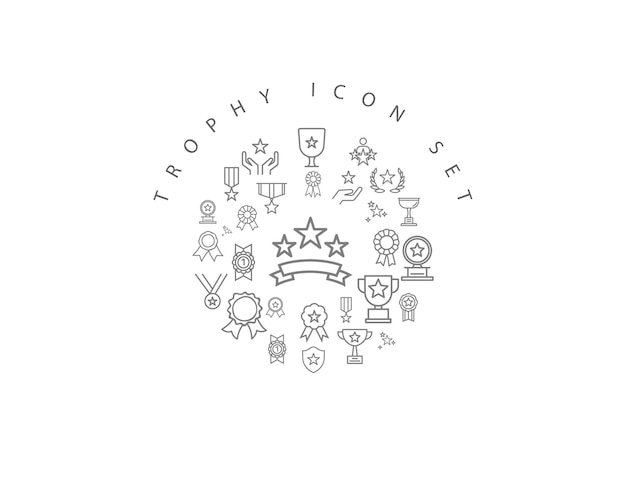 Diverse Collection of Trophy and Award-Themed Vector Icons | Jiffy Designs