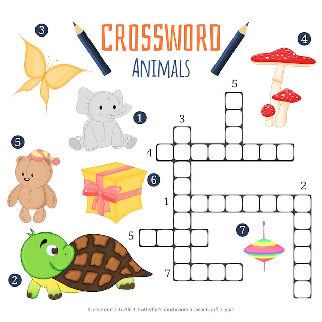 Adorable Animals Crossword Puzzle for Kids | Jiffy Designs