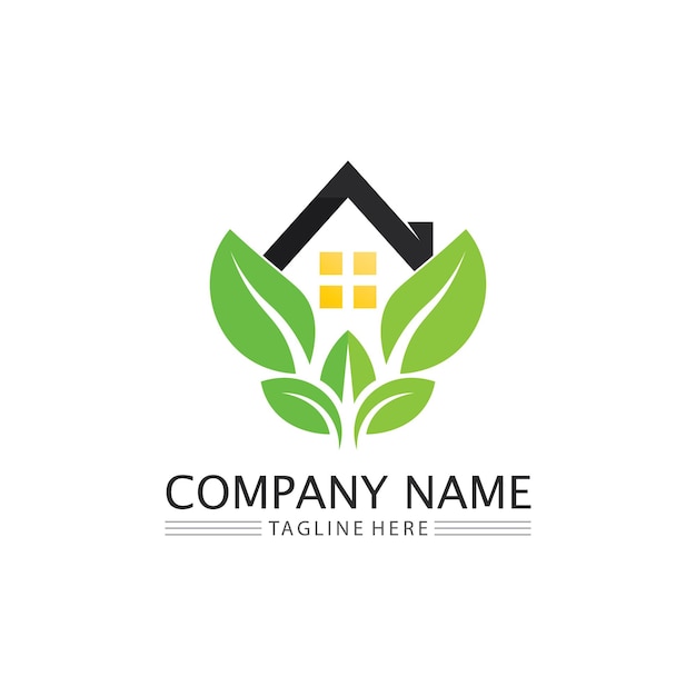 Vibrant Eco-Friendly Home Logo with Leaf Accents | Jiffy Designs