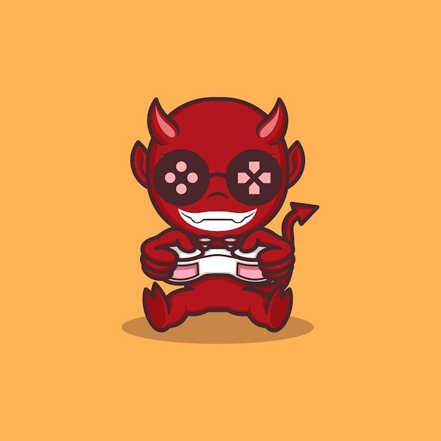 Adorable Gamer Devil with Red Horns and Gaming Controller | Jiffy Designs